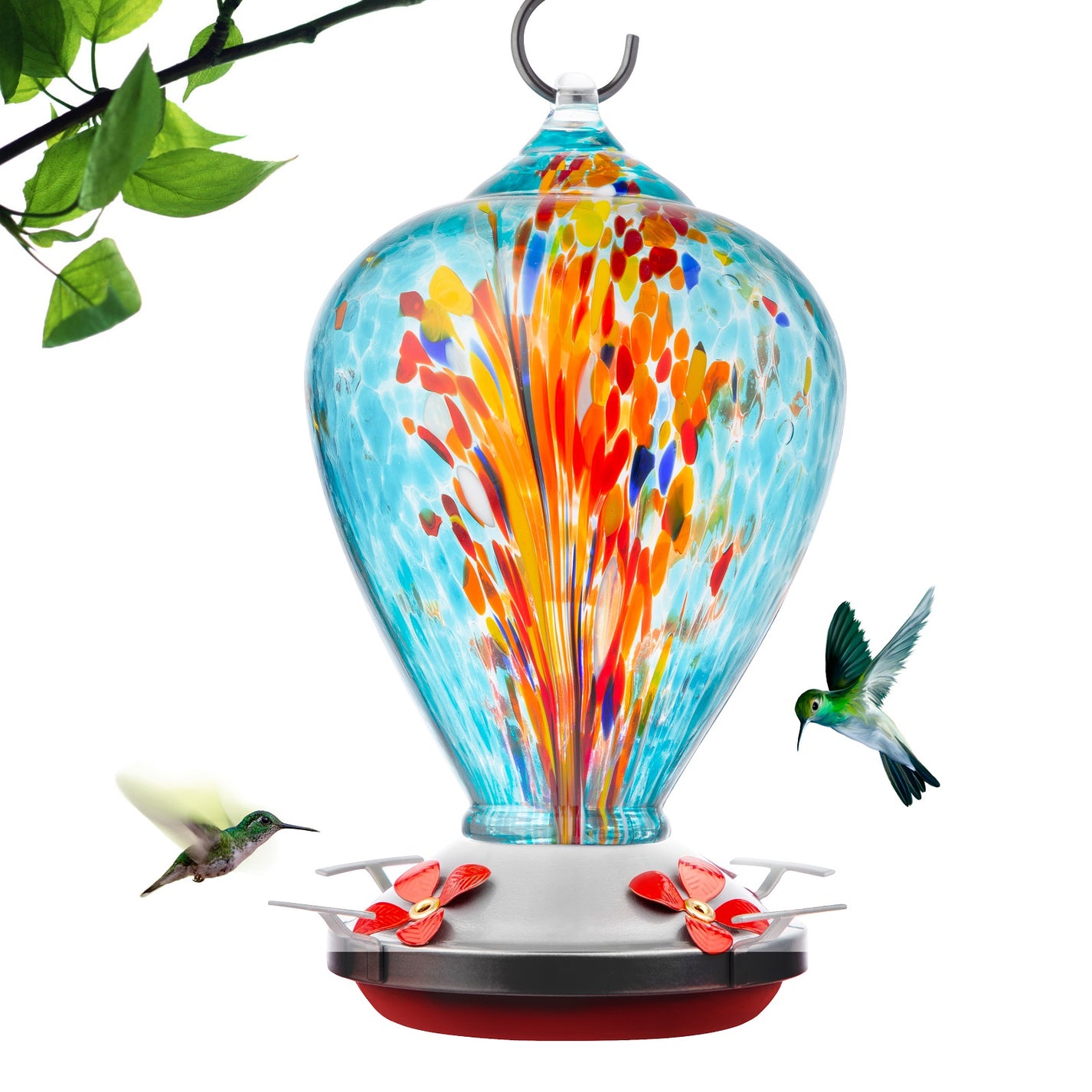 Muse Garden Hand Blown Glass Hummingbird Feeder - Comet – MuseGarden